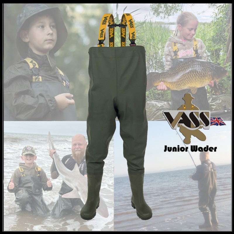 Vass Junior Chest Wader - Khaki Green - Junior Boot Sizes