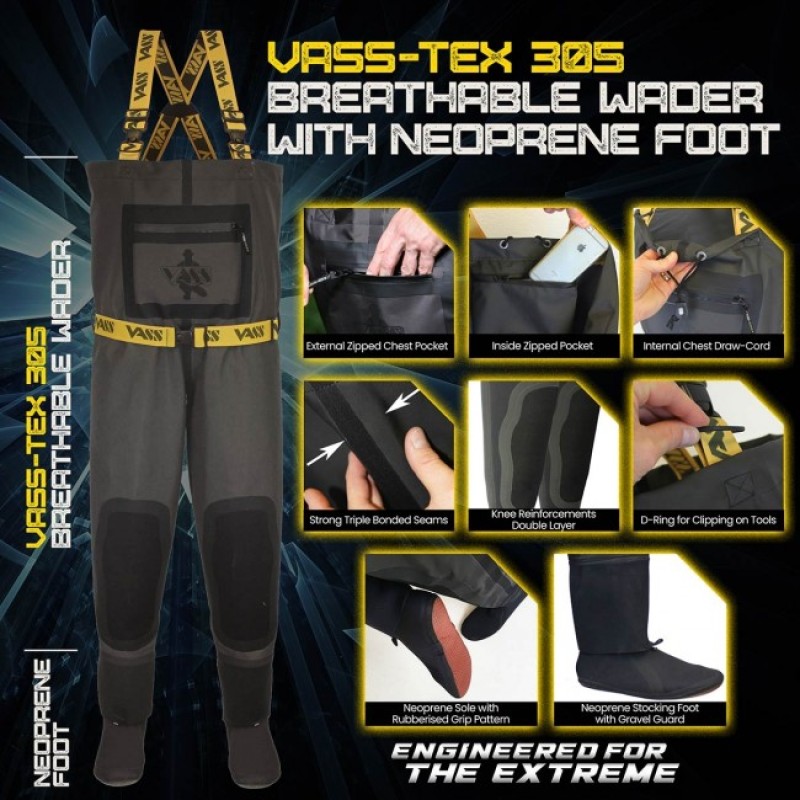 Vass-Tex 305 Breathable Chest Wader with Neoprene Stocking Foot by Vass ...
